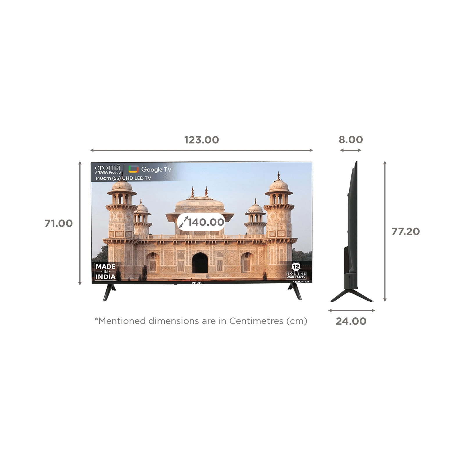 Buy Croma 139.7 cm (55 inch) 4K Ultra HD LED Google TV with Google Voice Assistant Online - Croma